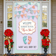 Colorful Flowers Welcome Banner Golden Glitter Floral Display Green ...