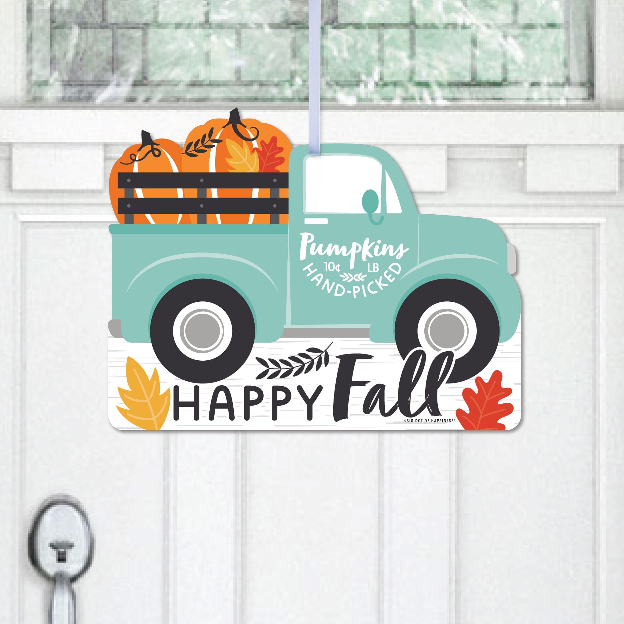 Big Dot of Happiness Happy Fall Truck - Hanging Porch Harvest Pumpkin ...