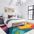Colored Waves Area Rugs, Retro Funky Psychedelic Pattern Carpet ...
