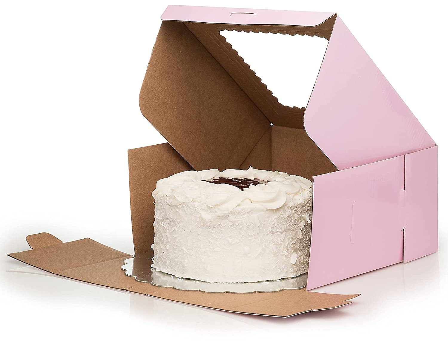 10" X 10" X 5" Corrugated Fiberboard Glossy Pink Cake Box with ...