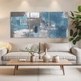 Abstract Oil Painting Canvas Wall Art 3 Panels, Square Blue Smear ...