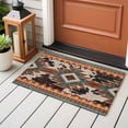 Brown Vintage Boho Bathroom Rug Washable 2x3 Entryway Rug Non Slip ...