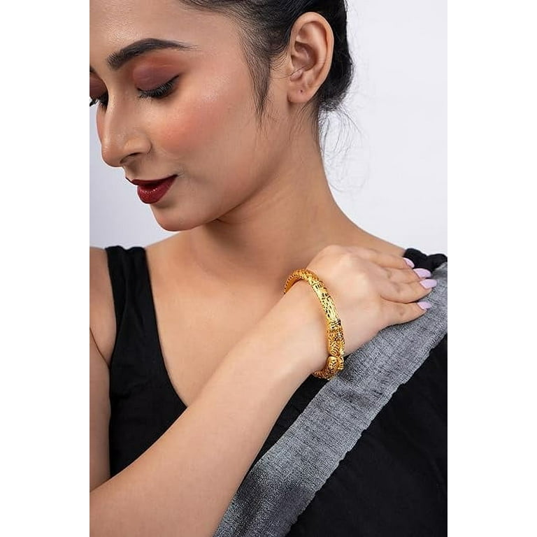 Maya Vera Set of 2 Handmade Gold Plated Hathi Mukh Kangan Bangles Gift For Her Bollywood Designer Jewelry Bangle Bracelets In Gold Tone For Women Walmart