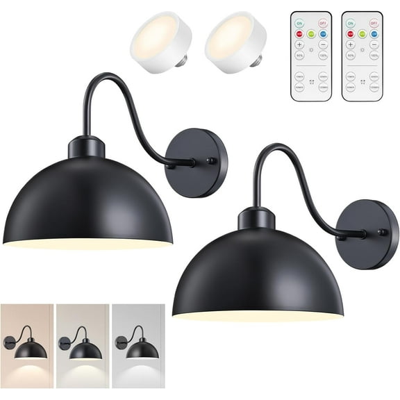 34.6" Wireless Battery Operated Wall Sconces Set of Two, Rechargeable ...