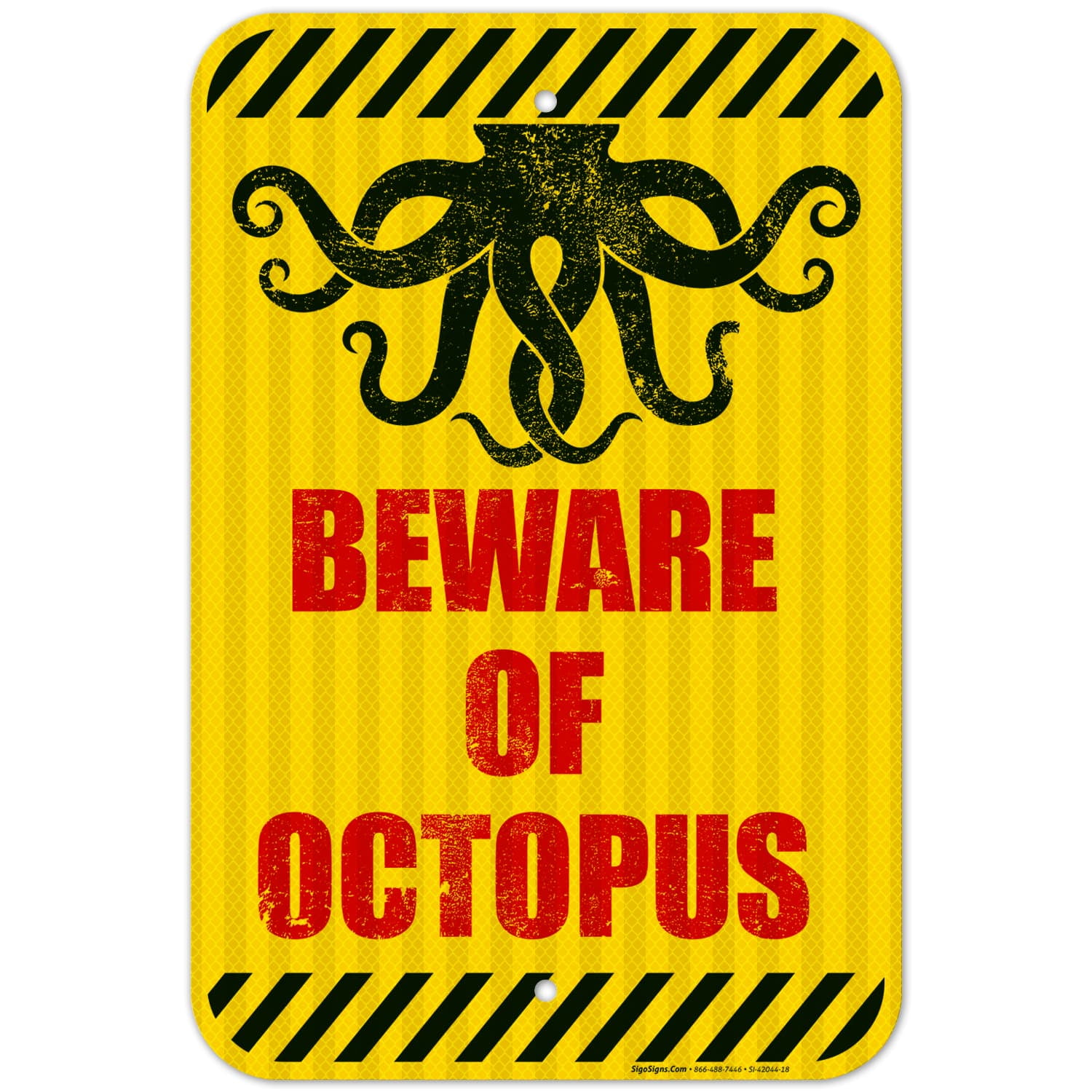Beware of Octopus Pool Sign, 12x18 Reflective Aluminum EGP - Walmart.com