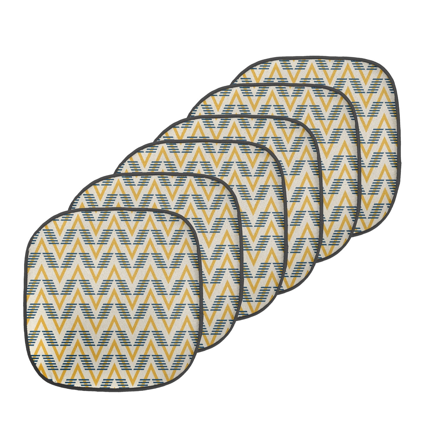Abstract Chair Seating Cushion Set of 6, Geometric Pattern of Zigzags ...