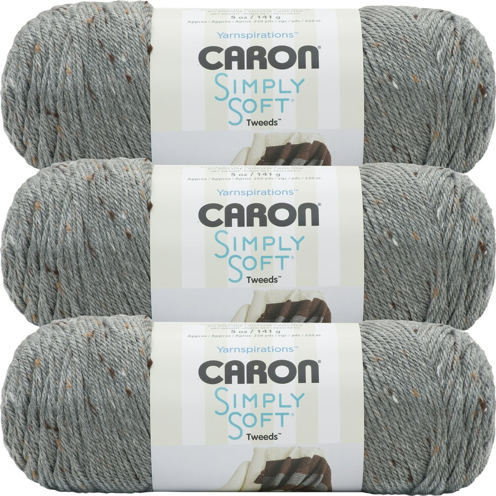 Caron Simply Soft Tweeds Yarn-Gray Heather, Multipack Of 3 - Walmart ...
