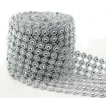10 Yards 30 ft 24 Row Diamond Rhinestone Mesh Ribbon Bling Wrap Roll ...