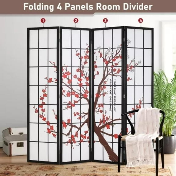 6ft Folding Privacy Screens 4-Panel Freestanding Room Dividers ...