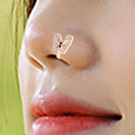 Fake Nose Delicate Fake Nose Hoop Clip on Nose for Women and Girls Rose ...