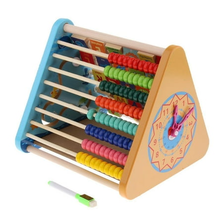 5 Sides Wooden Alphabet Abacus, Whiteboard, Clock, Animal & Letters ...