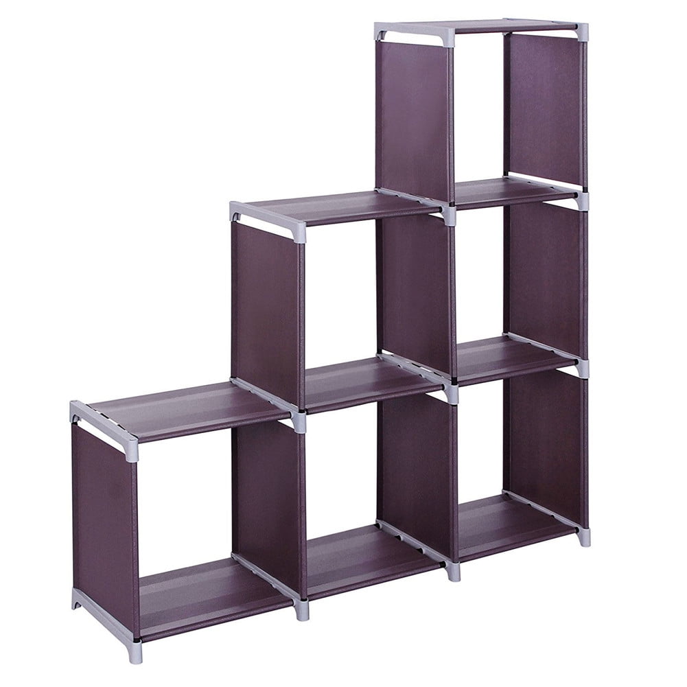 3-Tier 6-Cube Storage Rack Steel Closet Organizer Staircase Organizer ...
