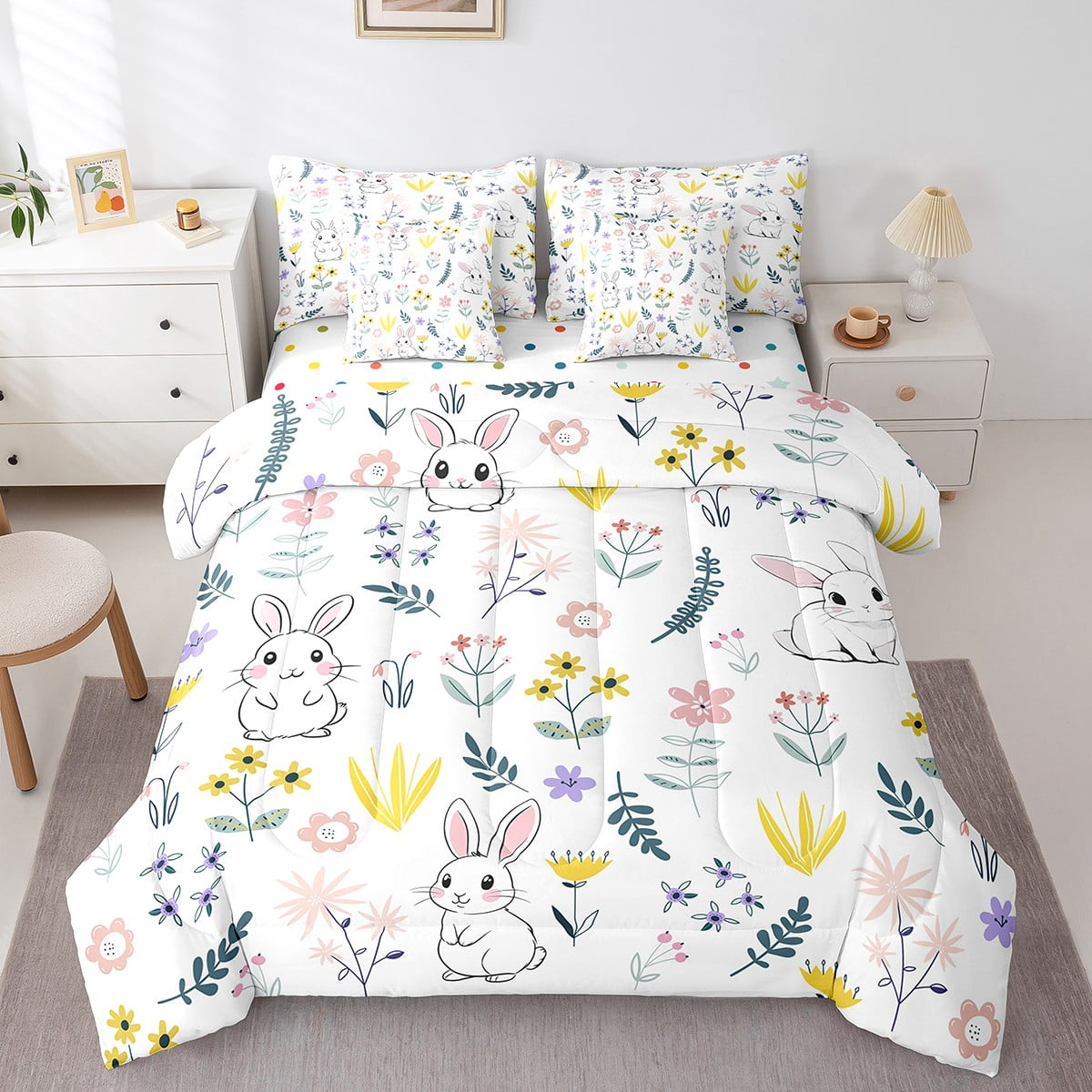 Click here for Yst 7pcs Floral Rabbit Kids Bedding Set For Boys t... prices