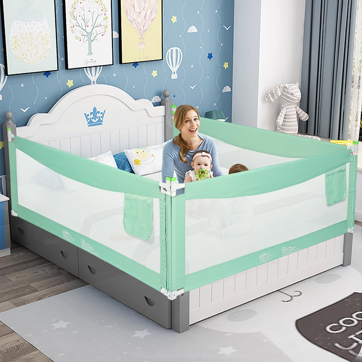 Foldable Crib Rail Guard for Baby Bed Fence Safety Gate Baby Barrier ...
