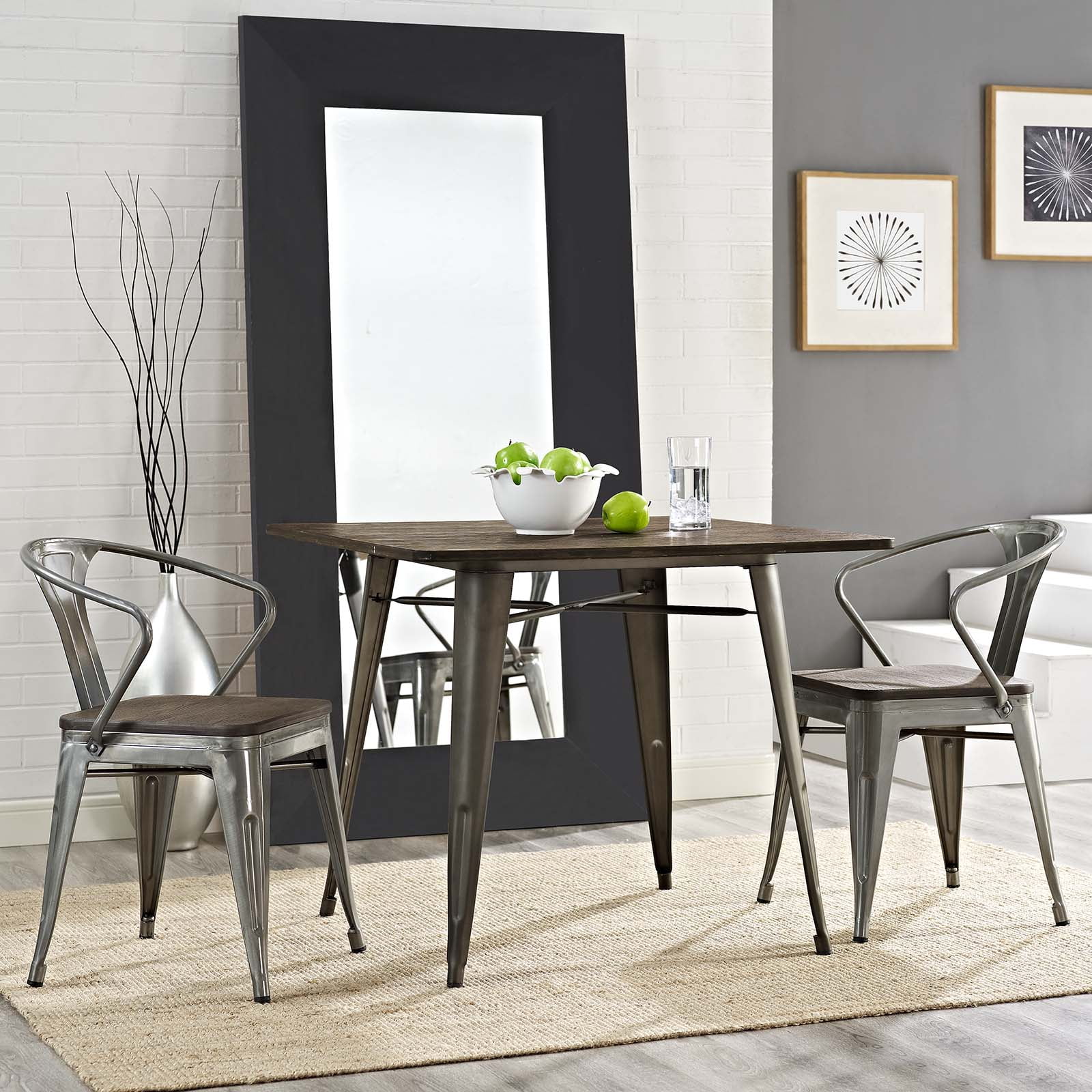 Modway Promenade Bamboo Dining Chair Set of 2 in Gunmetal - Walmart.com