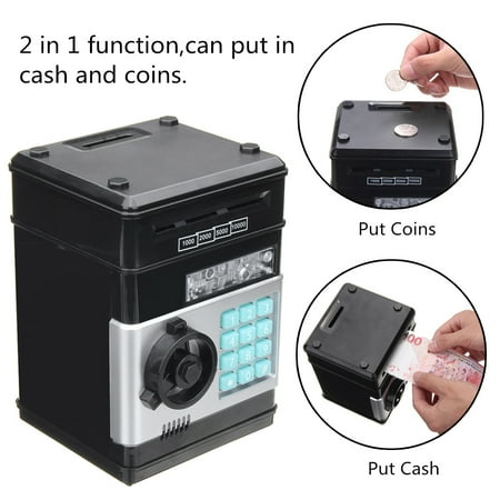 Code Key Lock Piggy Bank Coins Cash Saving Money Box Counter Gift For ...