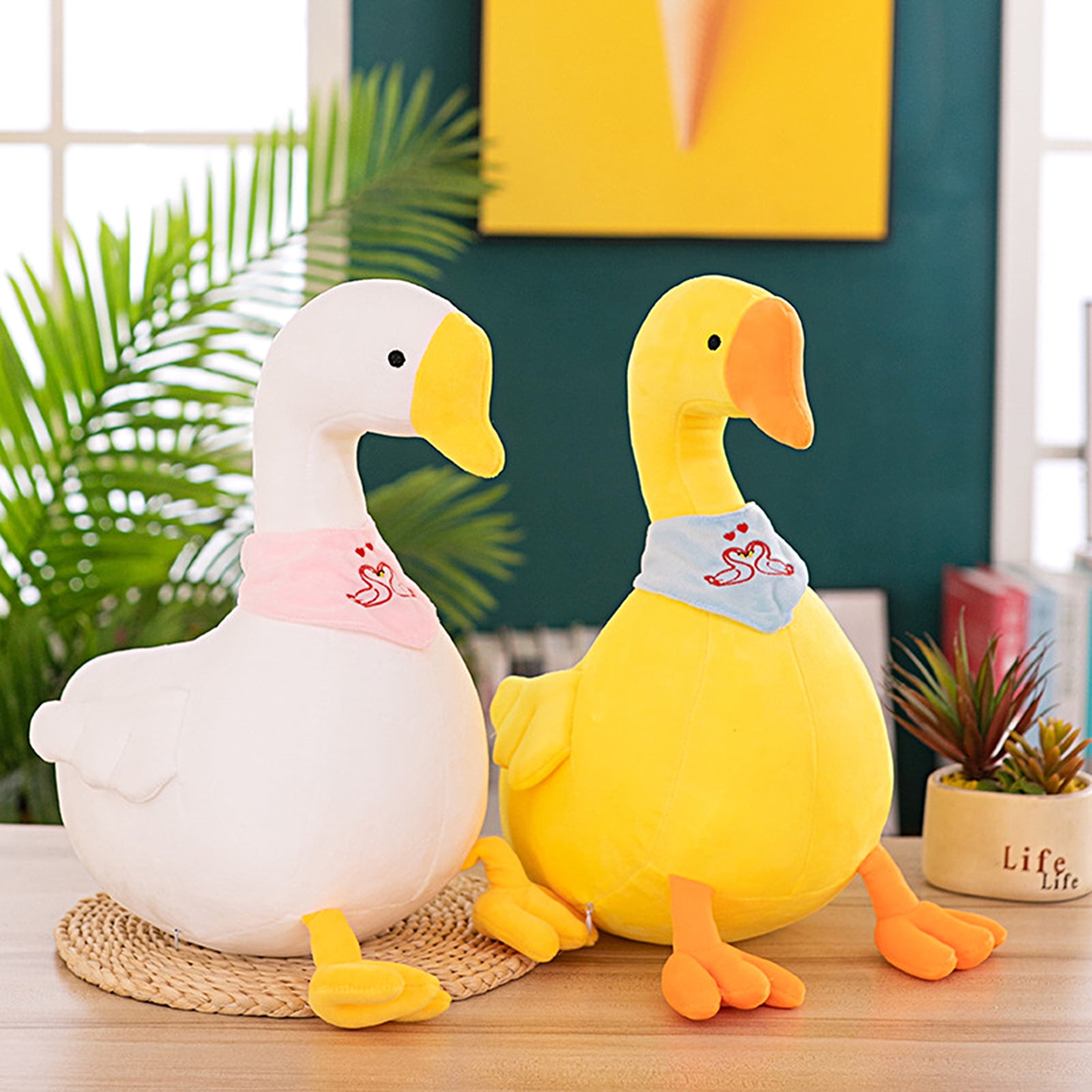 Plush Goose Toy Soft Cute Scarf Big White Goose Sofa Ornament Stuffed ...