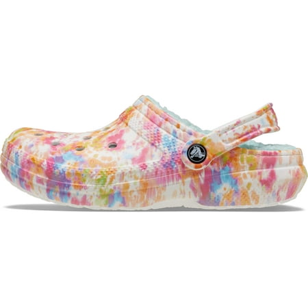 Crocs Unisex-Adult Classic Tie Dye Lined Clogs | Fuzzy Slippers, Orange ...