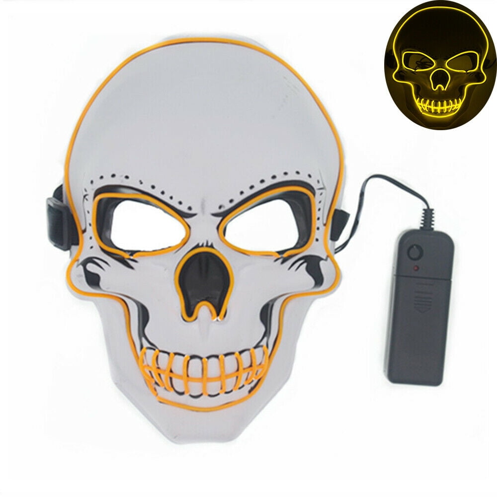 Buy Tagital LED Scary Skull Halloween Mask Costume Cosplay EL Wire ...