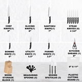 Mainstays 23 Piece Knife and Kitchen Tool Set with Wood Storage Block ...
