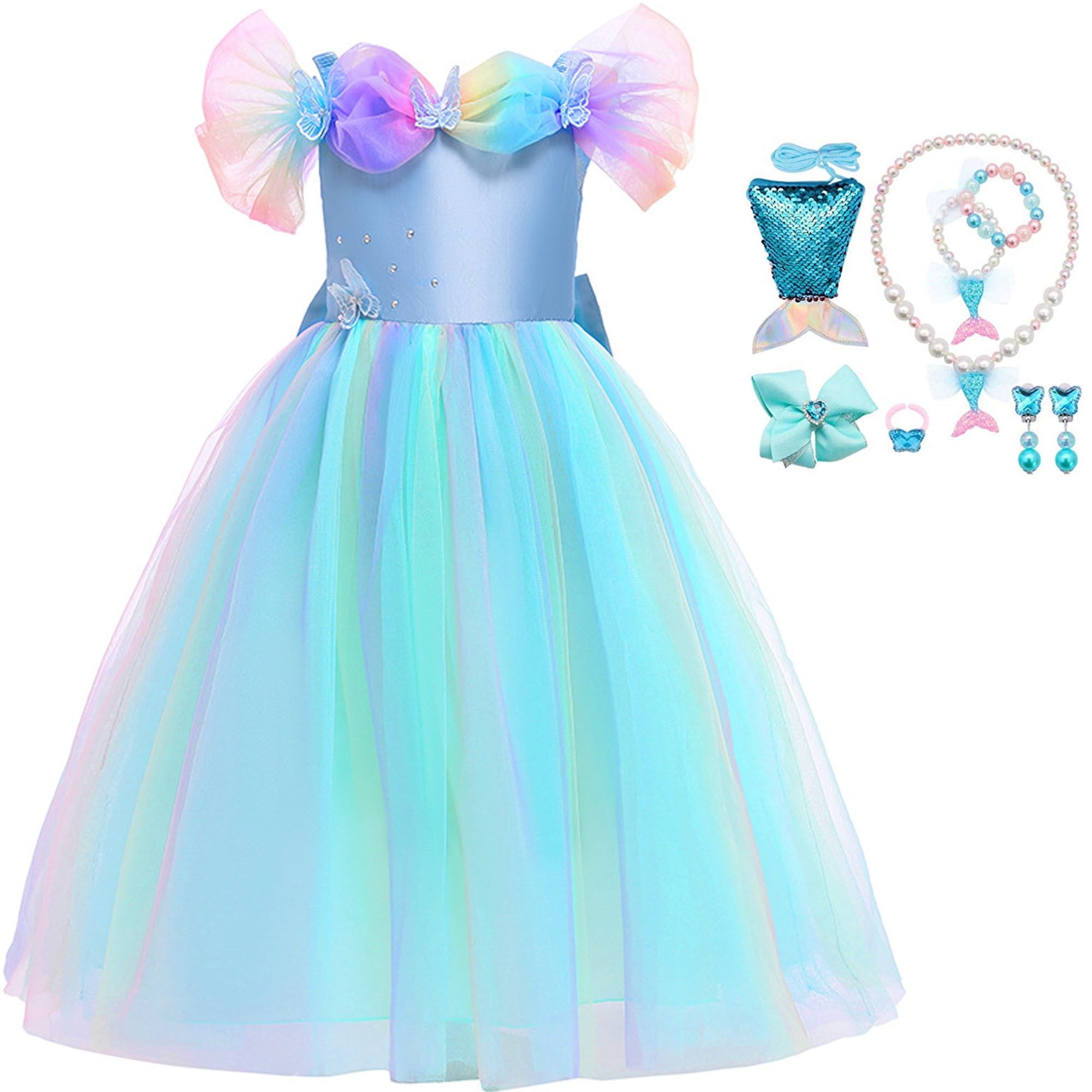 Princess Costume for Girls Cinderella Fancy Party Dress Up Cosplay ...