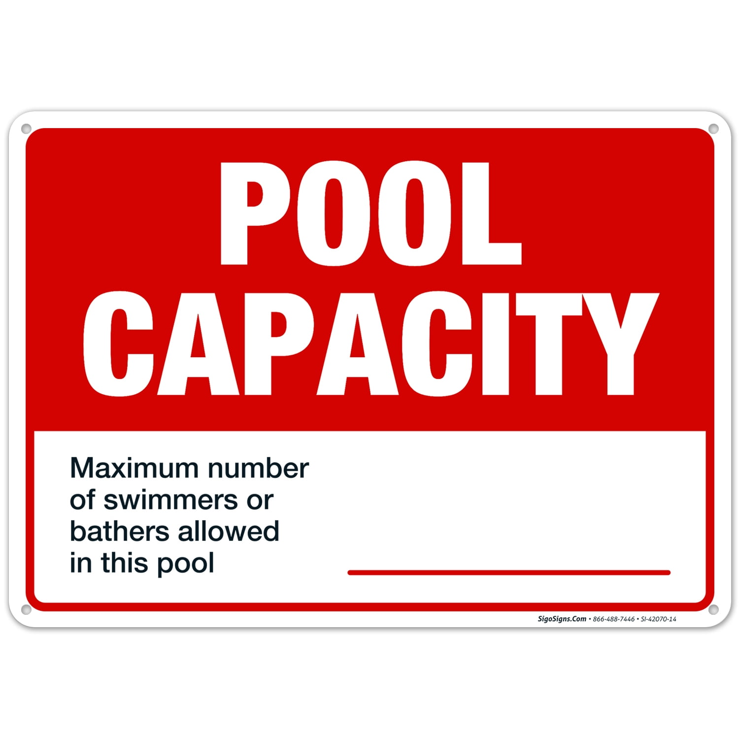 Pool Capacity Pool Sign, Pool Sign, 10x14 Aluminum - Walmart.com