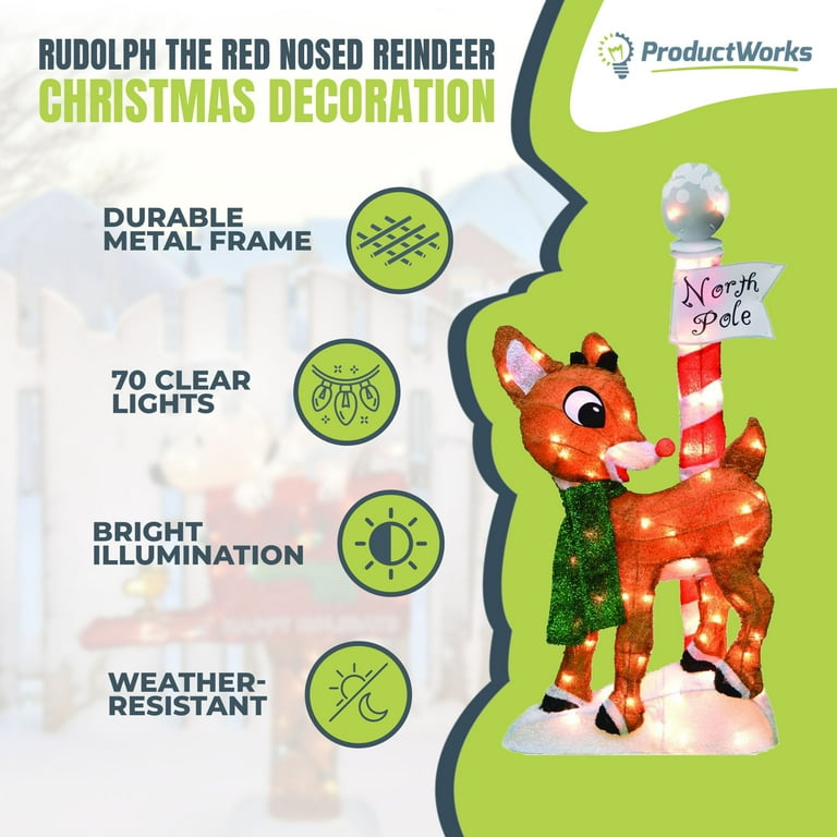 Red Nose Reindeer Yard Art ProductWorks Rudolph The Red Nosed Reindeer