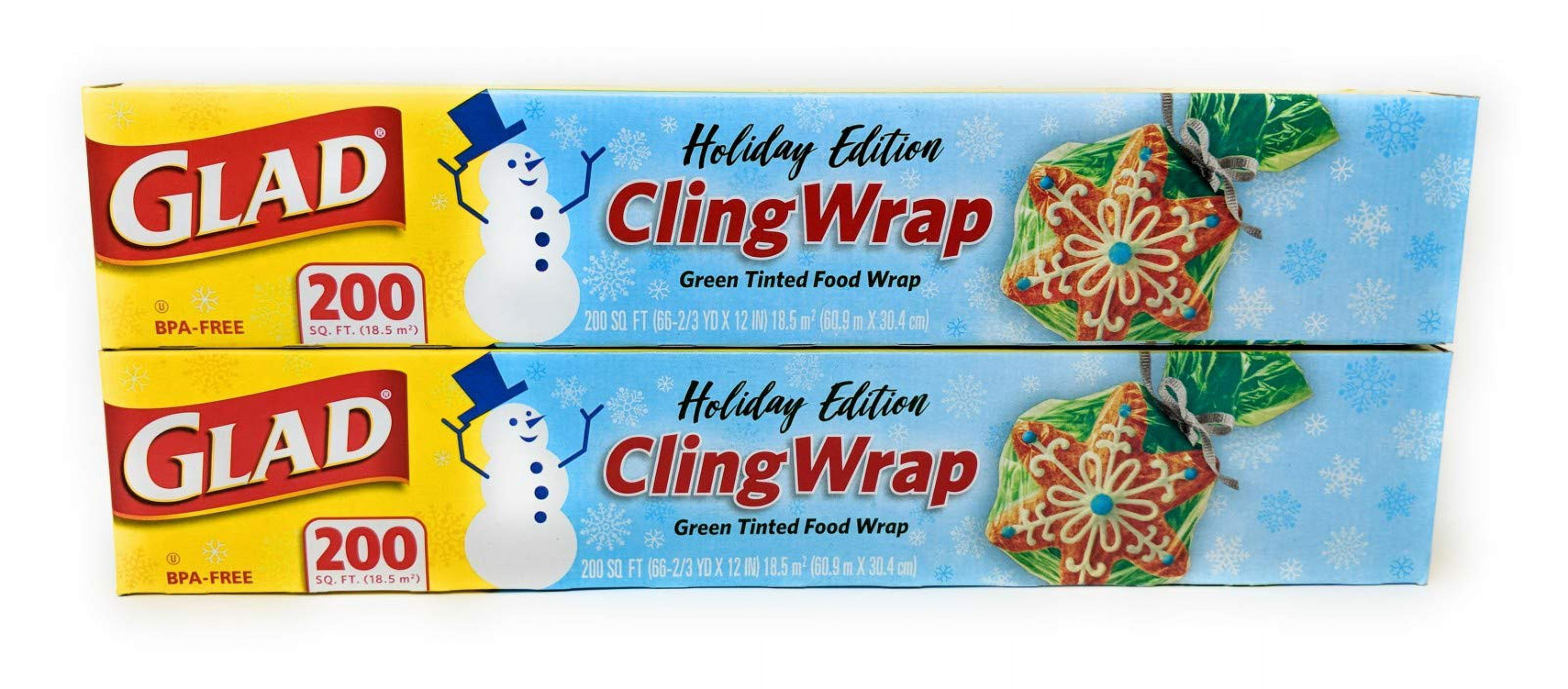 Glad Brand Holiday Red Clingwrap Plastic Wrap 300 Sq Ft Roll Microwave Safe BPA Free Walmart