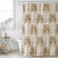 Brown Palm Tree Shower Curtain, Country Linen Texture Tropical Plant ...