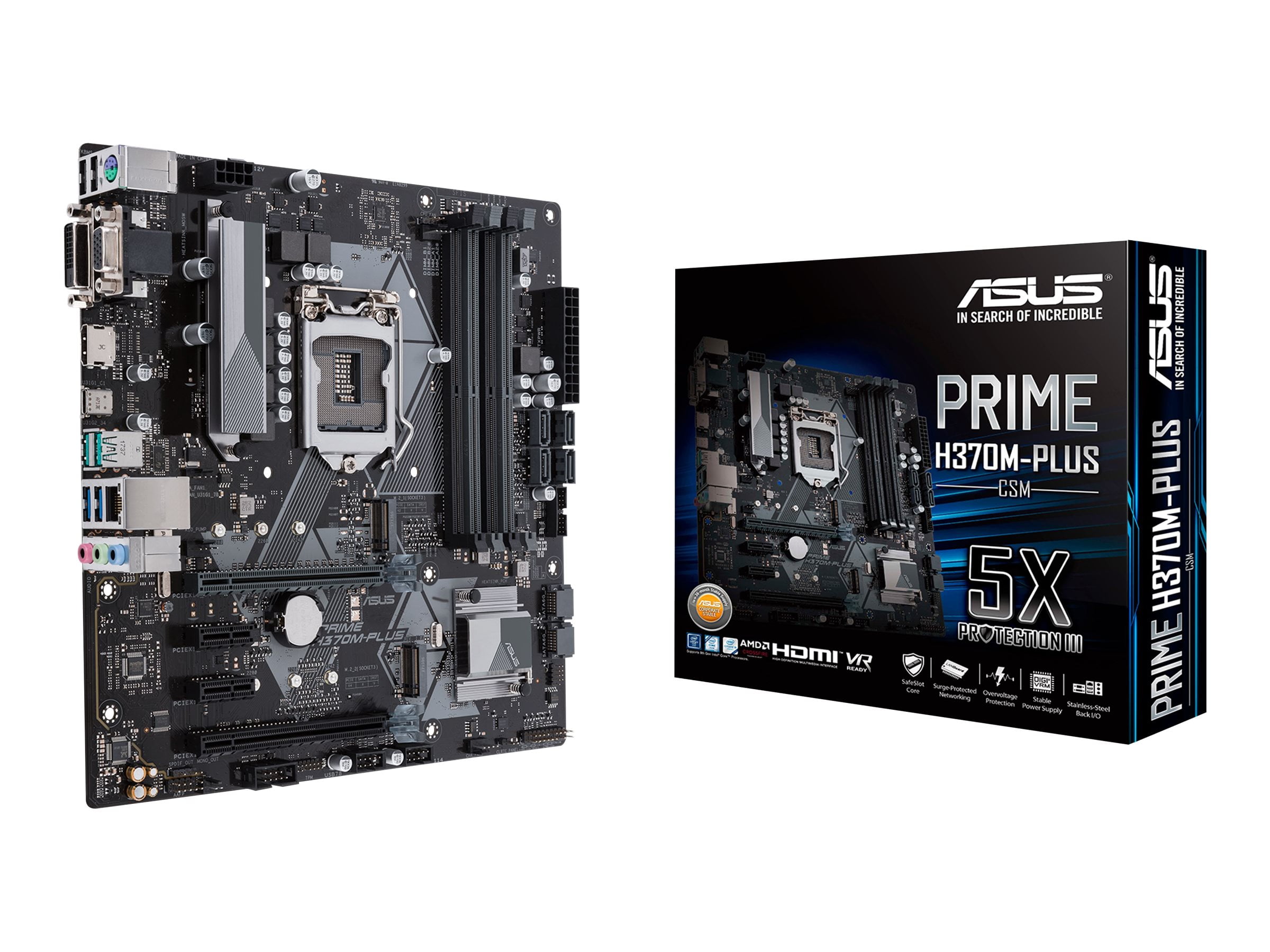 ASUS PRIME H370M-PLUS/CSM - Motherboard - micro ATX - LGA1151 Socket ...