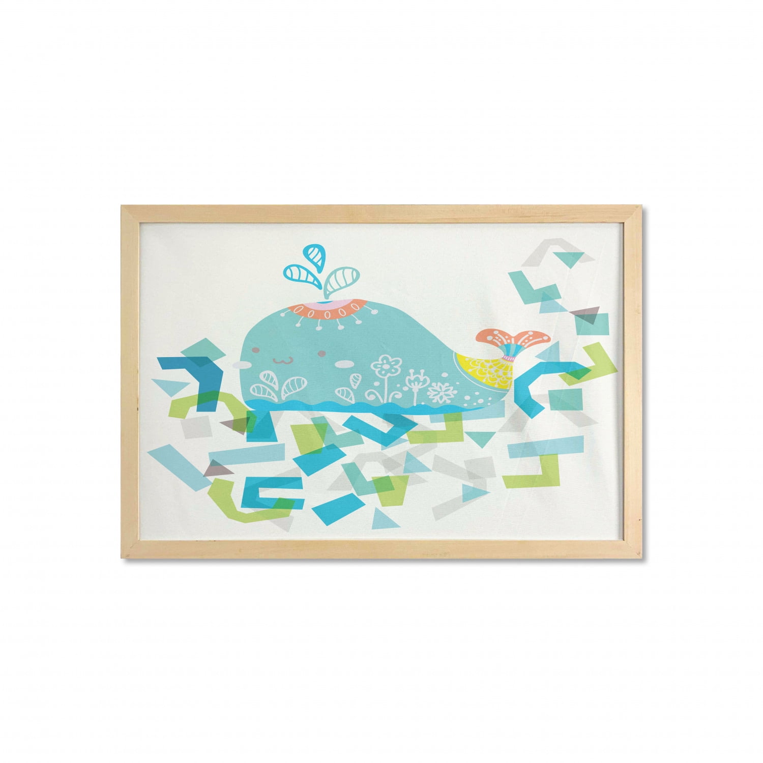 Whale Wall Art with Frame, Whale Illustration with Geometrical and ...