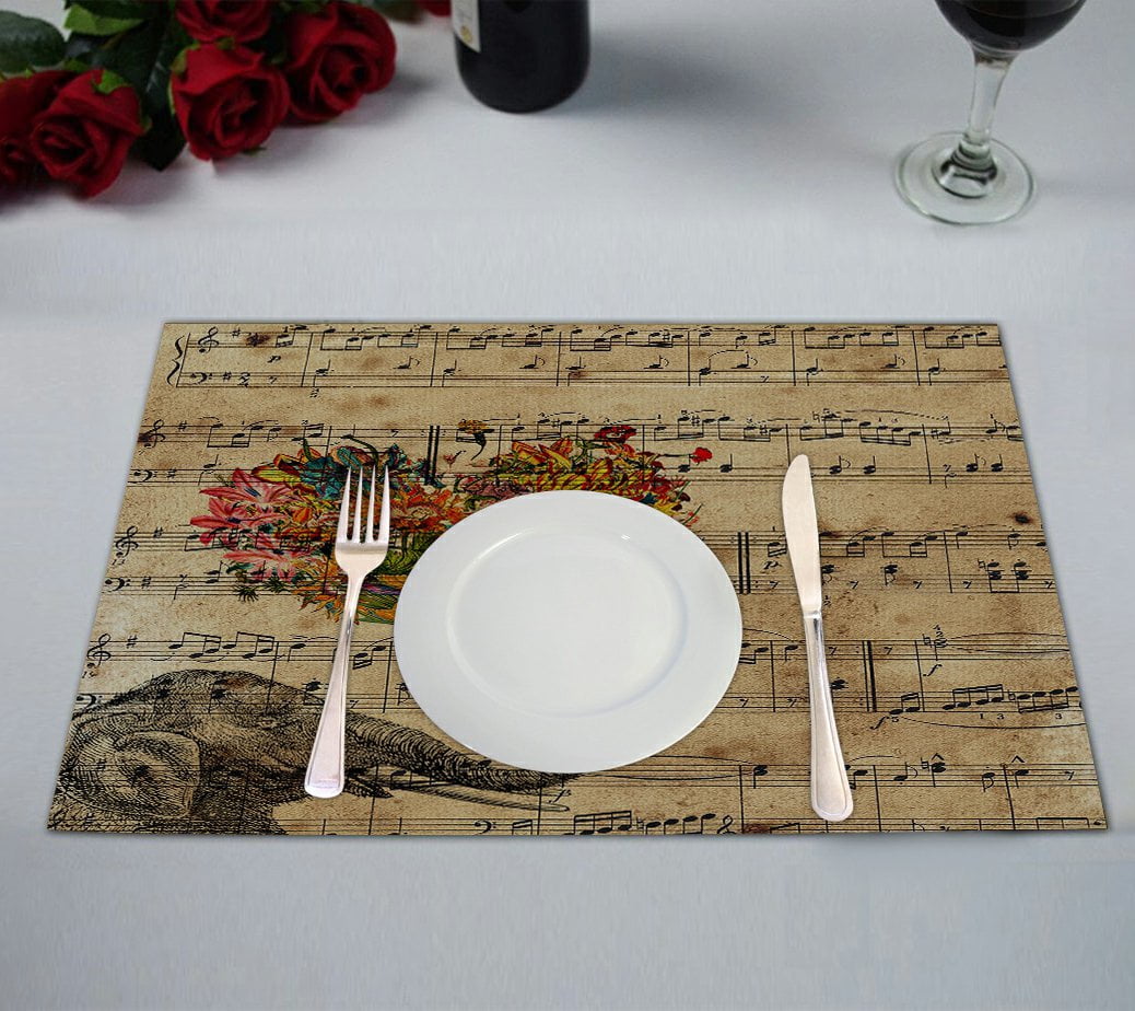 GCKG Music Note and Elephant with Colorful Paisley Heart Placemat 12x18 ...