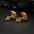 Yellow Gold 925 Sterling Silver Hip Hop 3D Cube Square Cluster Stud ...