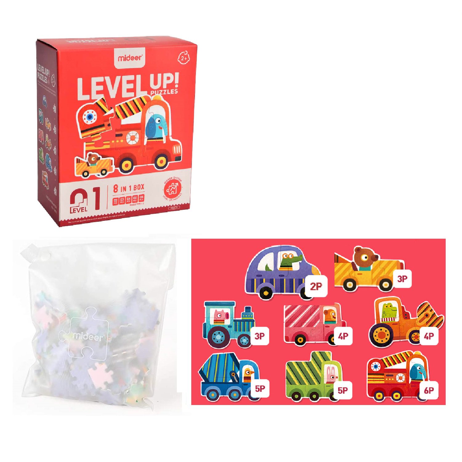 Level Up Puzzles Nivel 1 Vehiculos 8 Puzzles Mideer | Knasta Chile