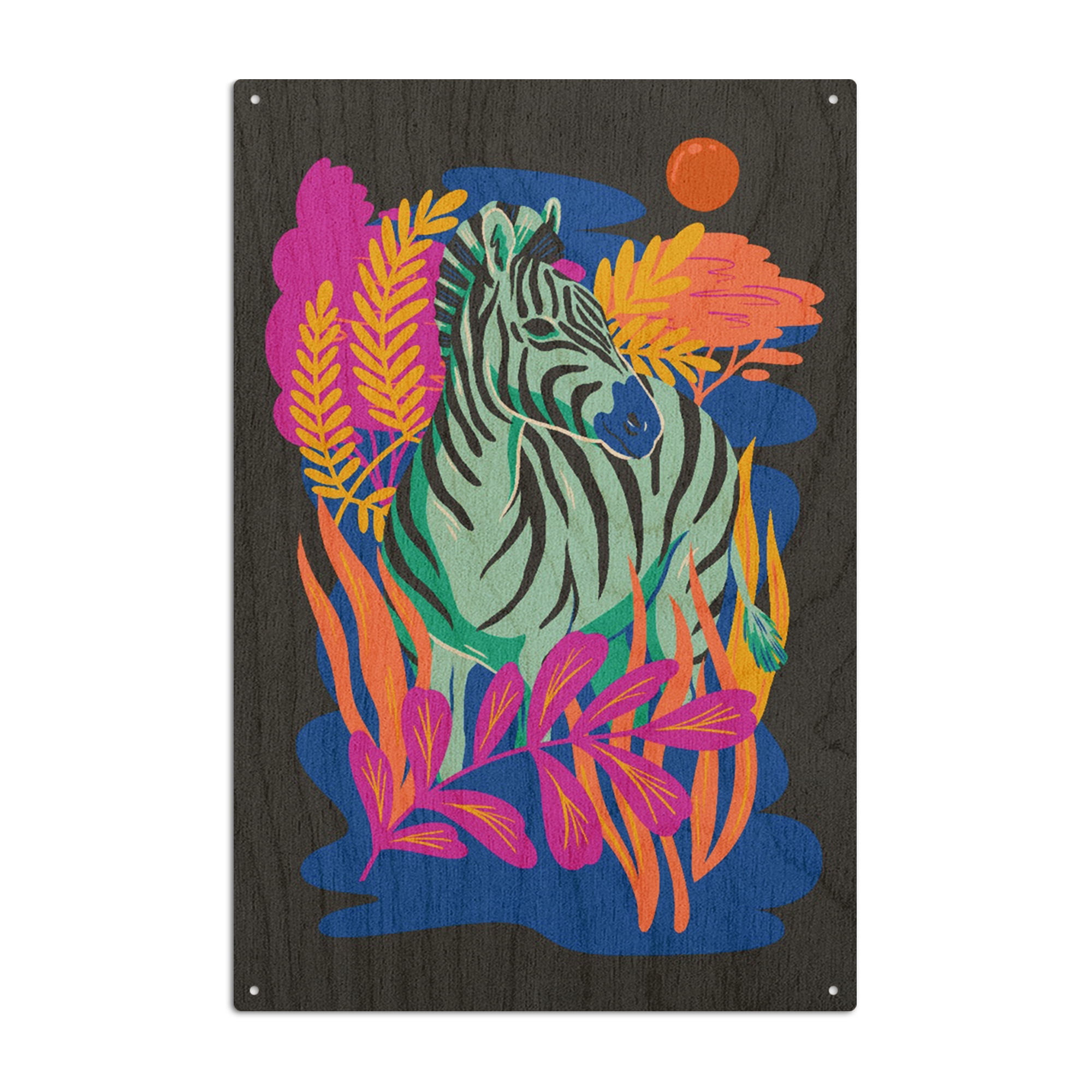 Lush Environment, Zebra, Zoo and Aquarium Series Birch Wood Wall Sign ...