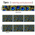 7 Piece Linen Table Runner and Placemats Set, Peacock Feather Eyes ...