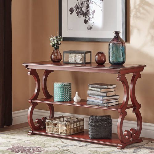 Weston Home Caden Wood Scrollwork Sofa Table, Berry Red - Walmart.com