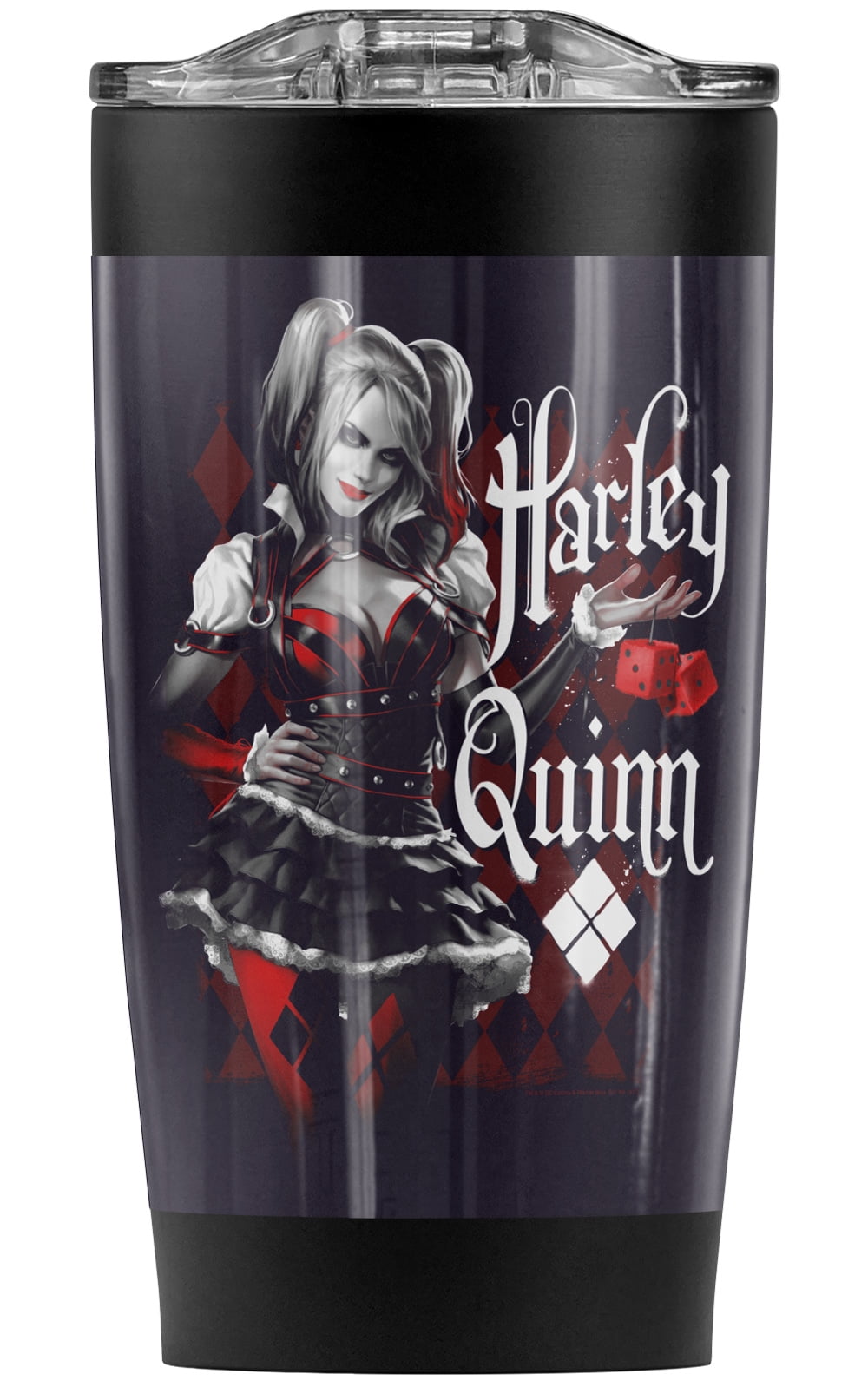 Batman: Arkham Knight Harley Quinn Dice Stainless Steel Tumbler 20 oz ...