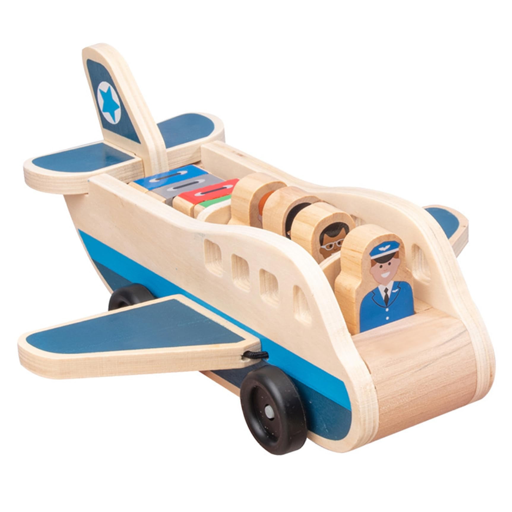Click here for Unbranded Wooden Passenger Plane Toy Set With 4 Fi... prices
