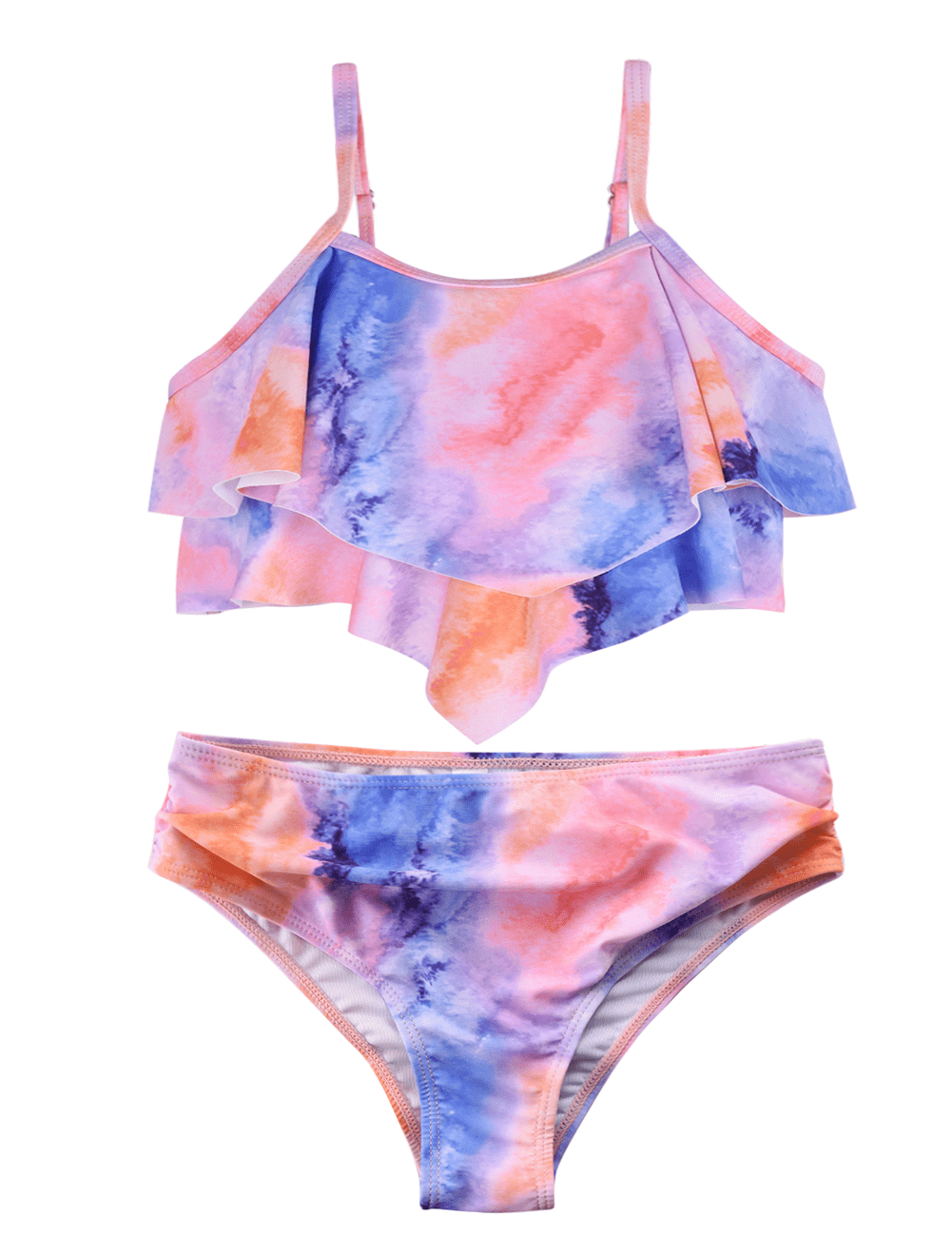 Hilor Girls Swimsuit Flounce Two Piece Bathing Suits Kids Ruffled ...