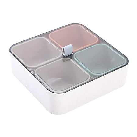 Divided Containers with Clear Lids Serving Platter - 4 Separate Plastic ...