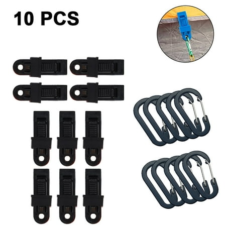 10 Pcs Tarp Clips with Carabiner - Heavy Duty Lock Grip Thumb Screw ...