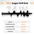 8In/200mm Hydraulic Auger Bit for Mini Excavator, 34In Alloy Steel ...