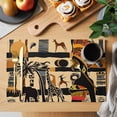 African Woman Cotton Linen Placemats Set of 12, Giraffe Elephant Beige ...
