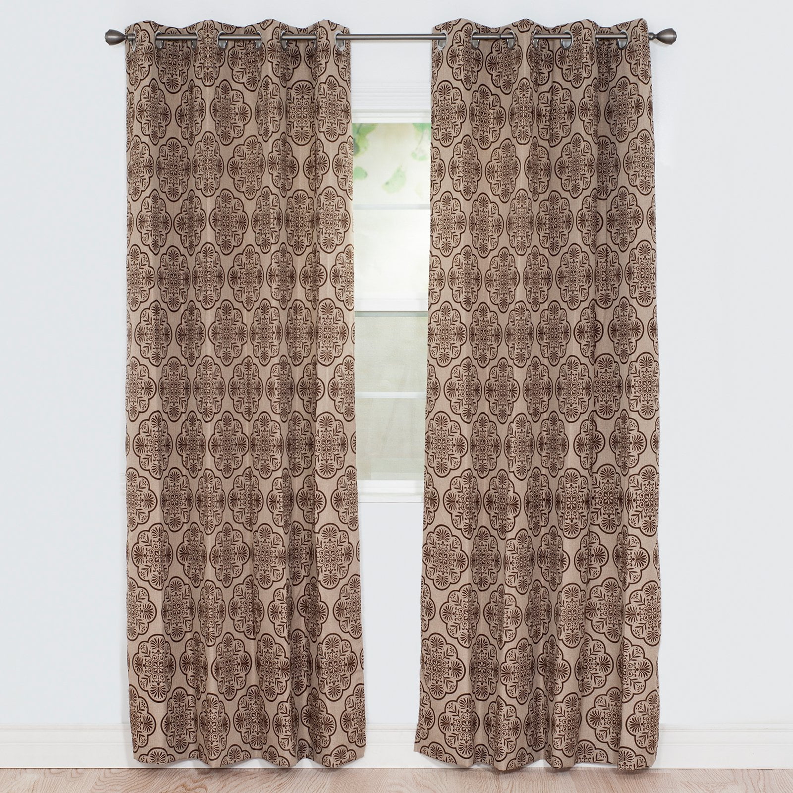 Lavish Home Dana Flocked Curtain Panel - Walmart.com