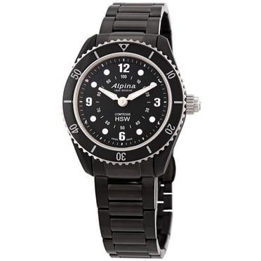 Alpina Black Dial Ladies Stainless Steel Horological Smart Watch AL ...