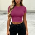 Ashirexll Short Sleeve Shirts for Women Fashion Casual Solid Color ...
