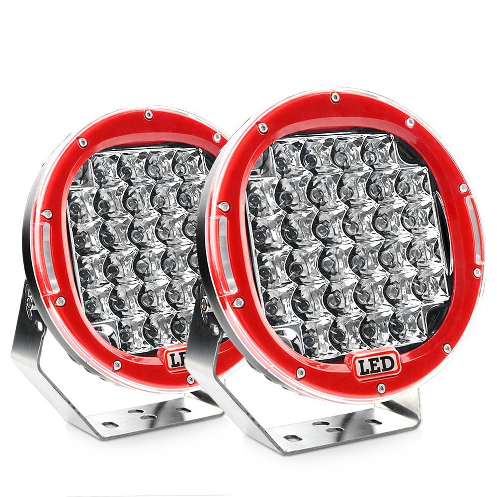 Led Light Bar Nilight 2PCS 9" 96w 9200LM Red Round Spot Light Pod Off ...