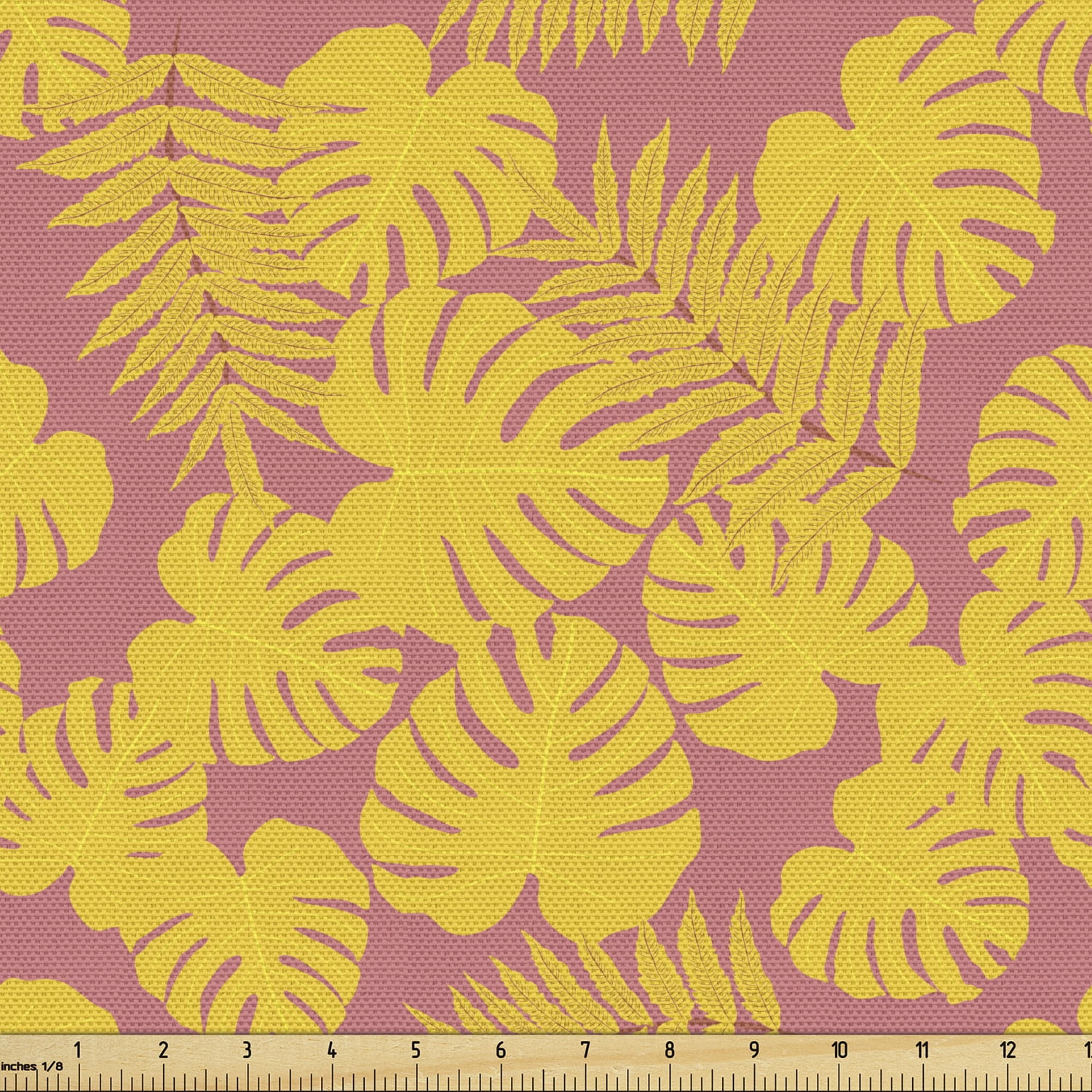 Leaf Upholstery Fabric by the Yard, Bicolour Style Repeating Pattern ...