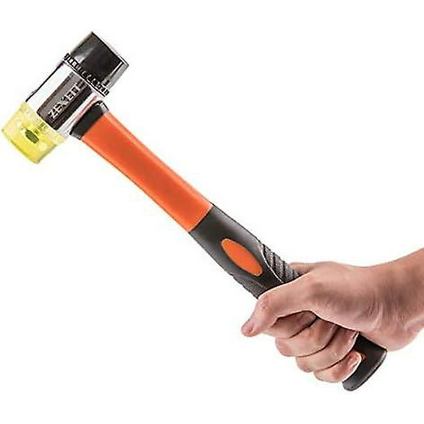 SAYTAY Rubber Mallet, 35mm Double-Faced Soft Hammer with Fiberglass ...